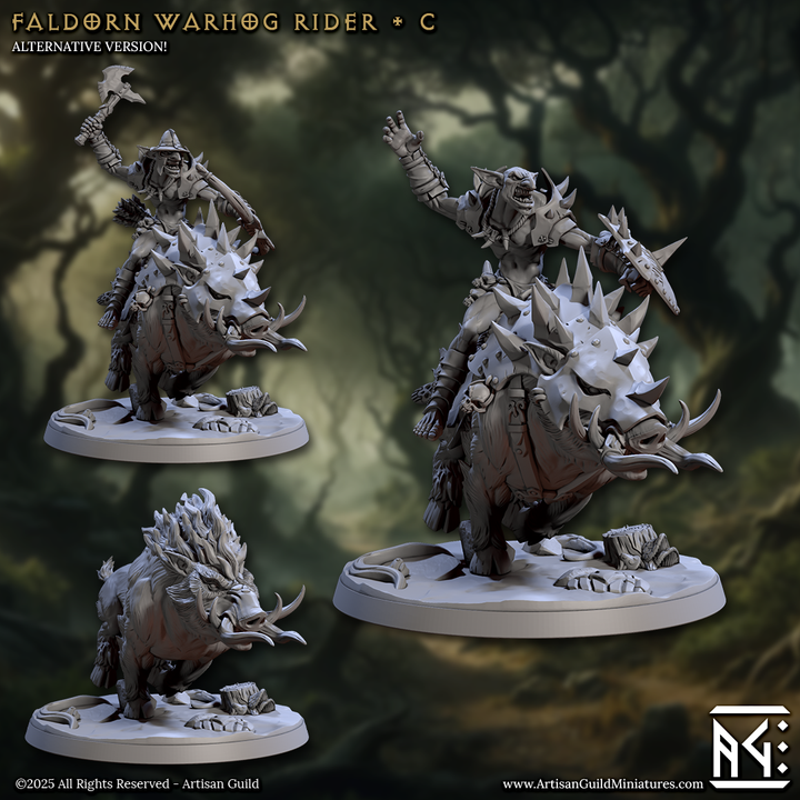 3D Printable Faldorn Warhog Rider - C (Faldorn Hobgoblins) by Artisan Guild